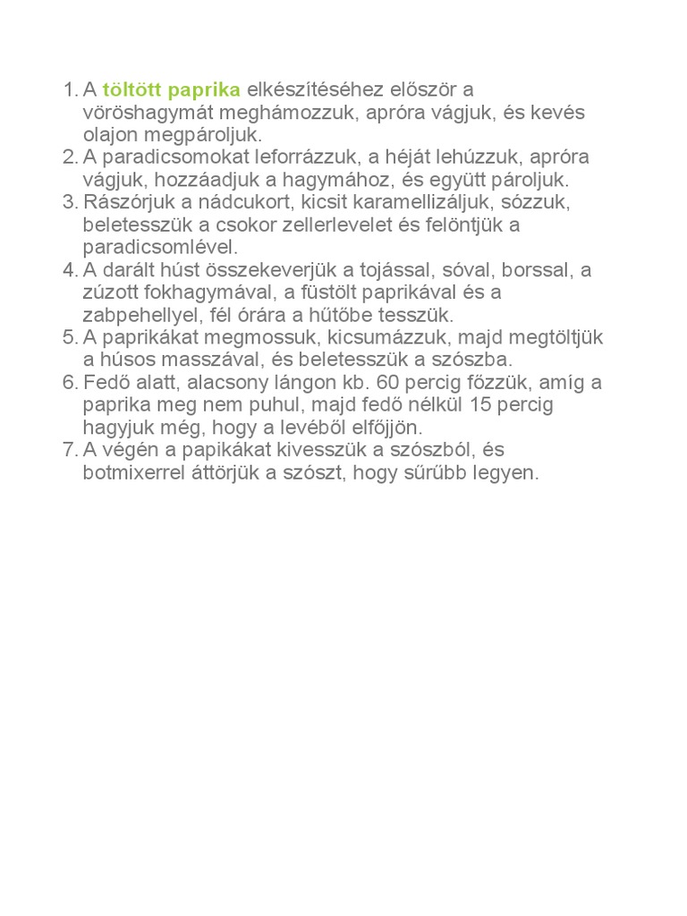 Toltott Paprika | PDF