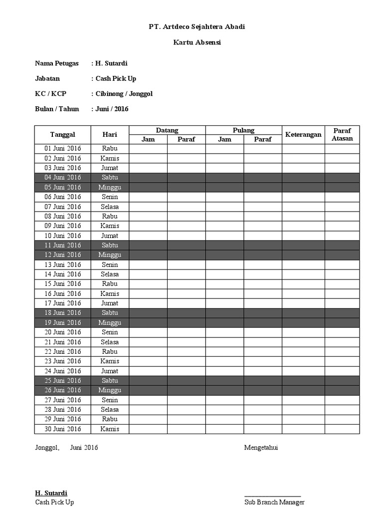 Absensi PT. ASA | PDF