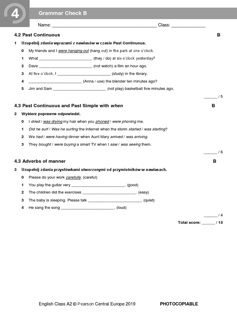 EC - A2 - Tests - Grammar Check 4B | PDF