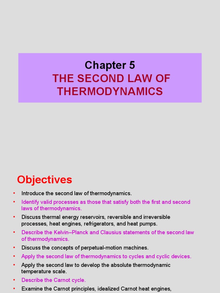 Chapter Five Thermo | PDF | Heat | Second Law Of Thermodynamics