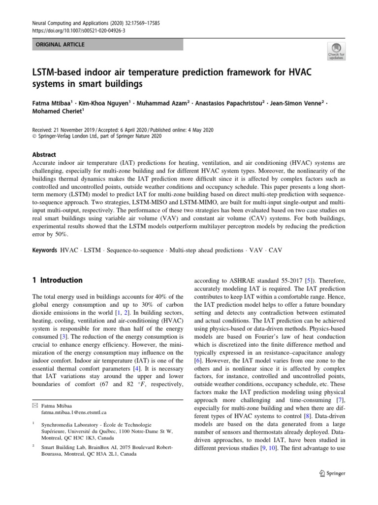LSTM-based Indoor Air Temperature Prediction Framework For HVAC Systems ...