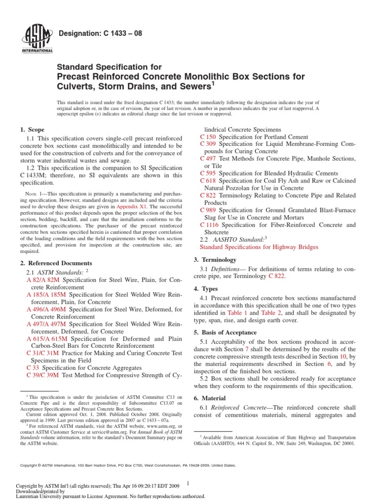 Precast Reinforced Concrete Monolithic Box Sections For Culverts, Storm ...