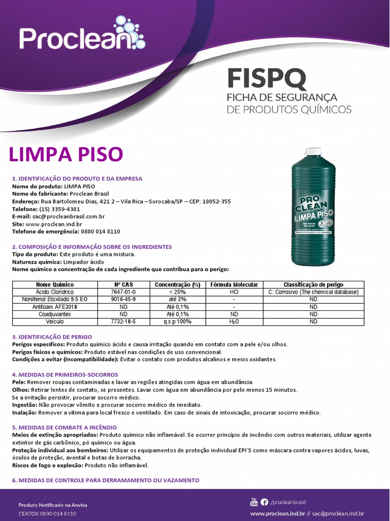 Fispq PC Limpa Piso | PDF | Desperdício | Águas residuais
