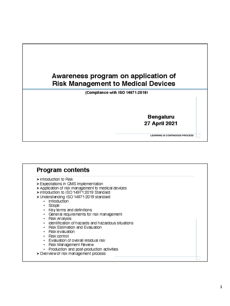 Awareness of Application of Risk Managment Based On ISO 14971-2019 ...