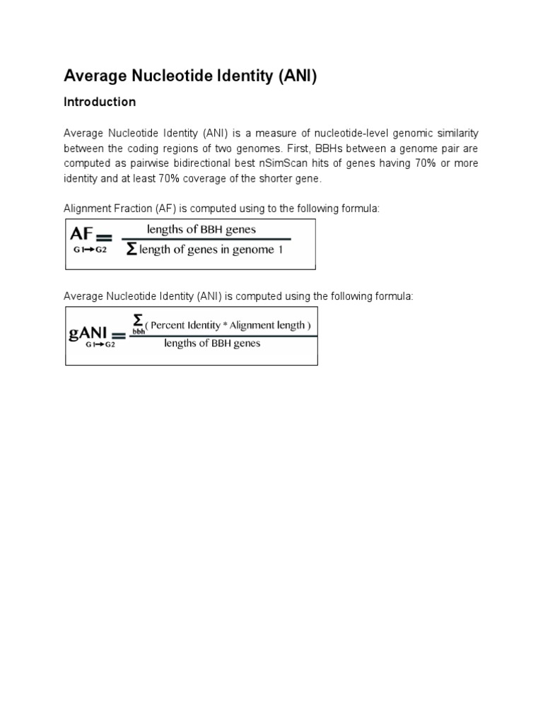 Average Nucleotide Identity (ANI) | PDF | Sequence Alignment ...