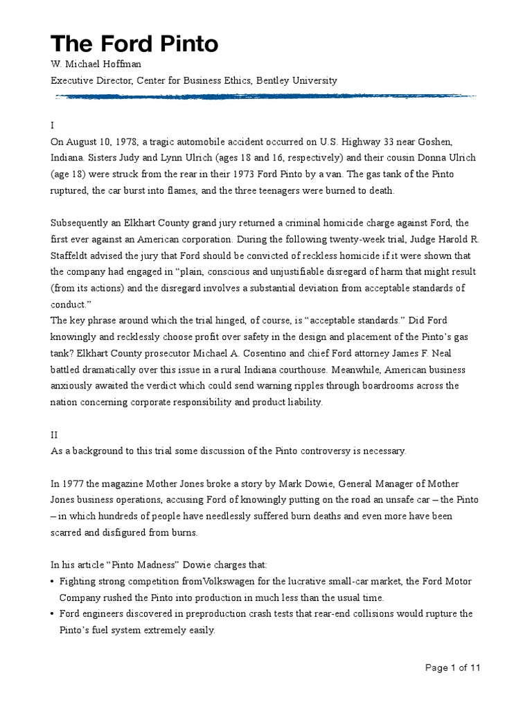 Ford Pinto Case | PDF | Transport
