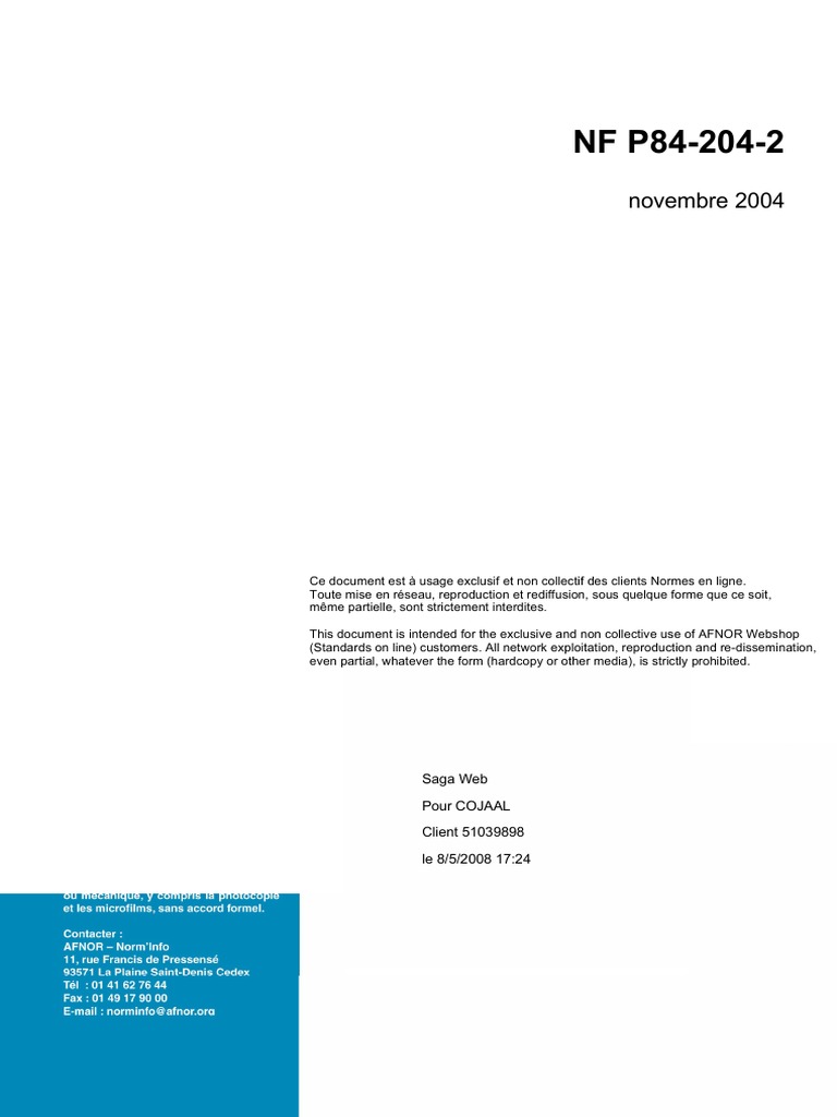 NF P 84-204-2 | PDF