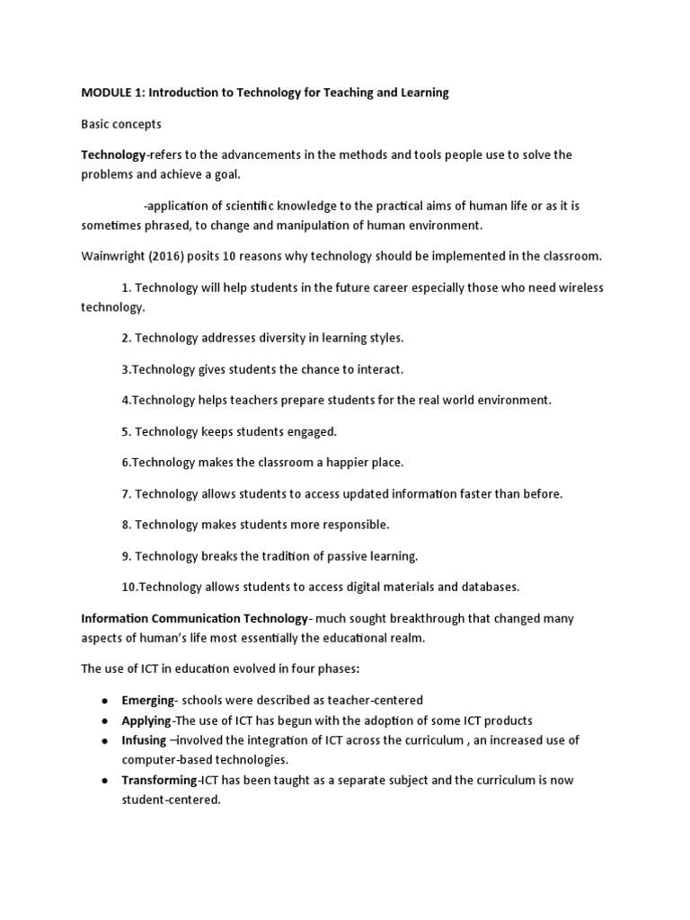 TTL Mod.1 Readiing Material | PDF | Educational Technology | Learning