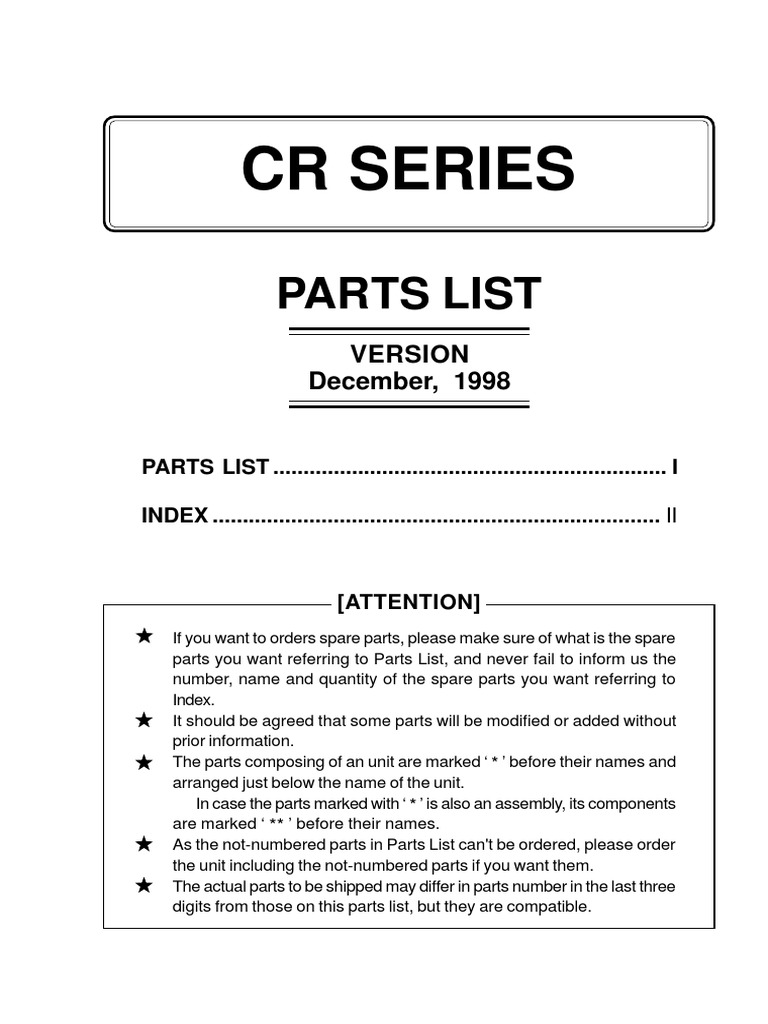 CR Parts List | PDF