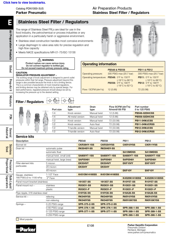 Filter Regulator PARKER | PDF