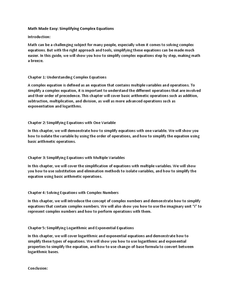 Math Made Easy: Simplifying Complex Equations | PDF | Complex Number ...