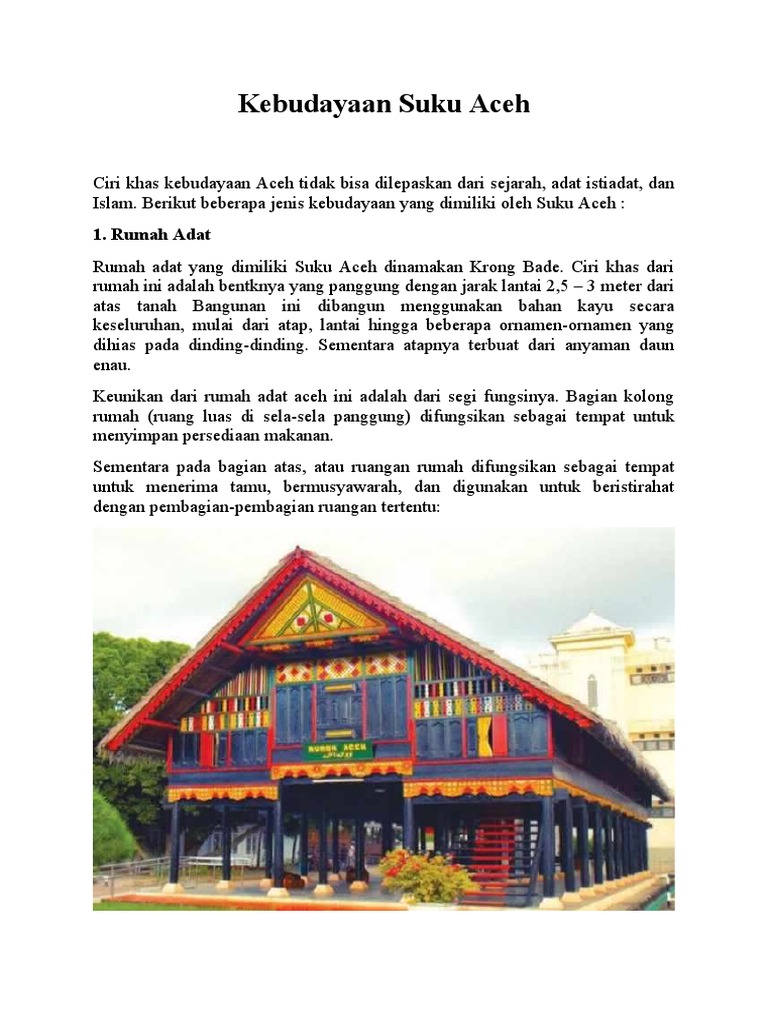 Kebudayaan Suku Aceh | PDF