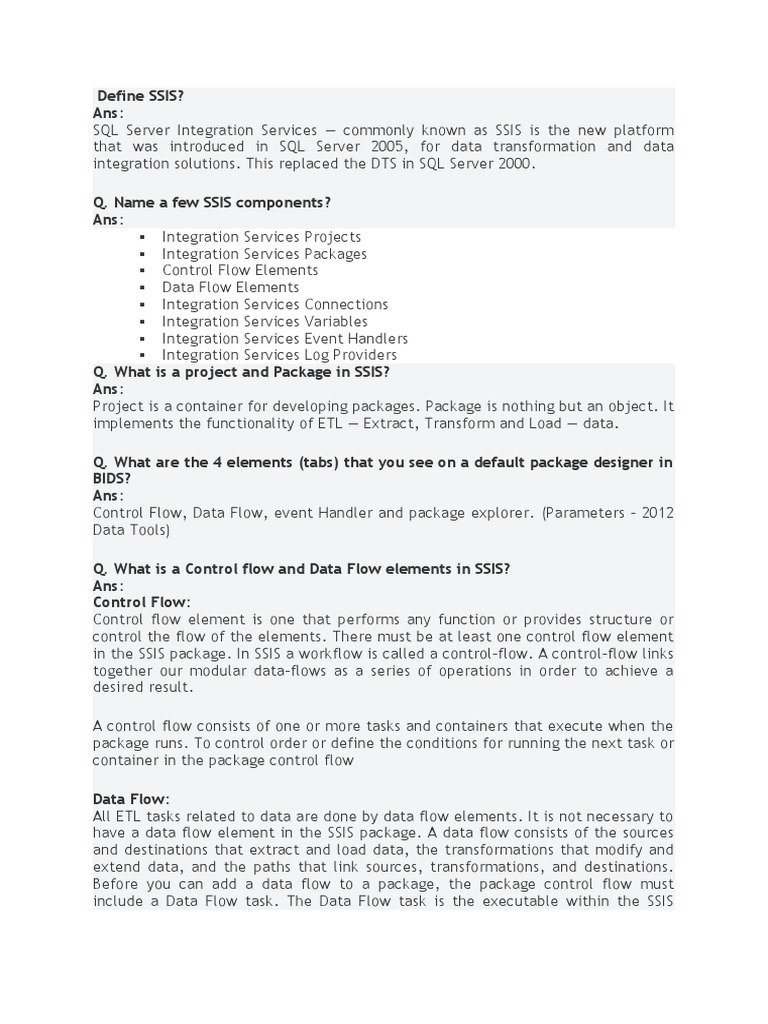 Ssis Interviewquestions | PDF | Microsoft Sql Server | Cache (Computing)