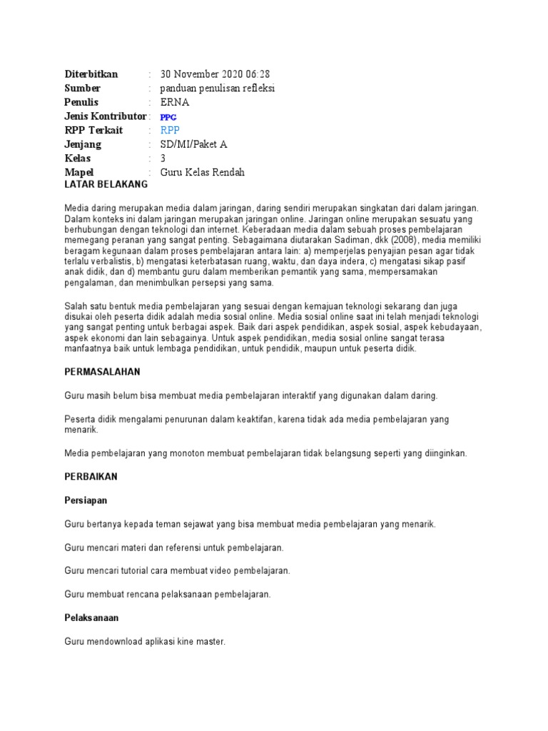contoh refleksi | PDF