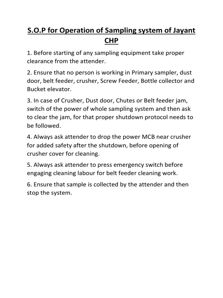 Sop For Sampling System - Hindi-English | PDF