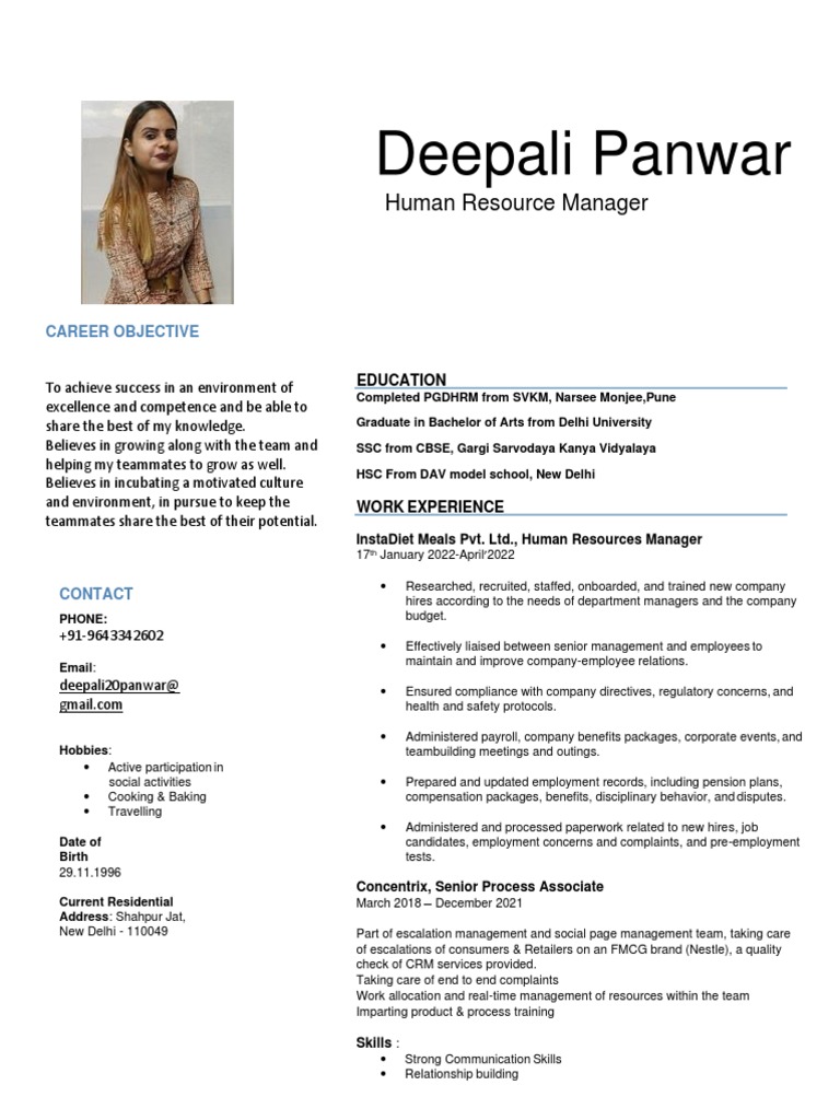 Deepali Resume-Updated (2022) | PDF | Human Resources | Human Resource Management