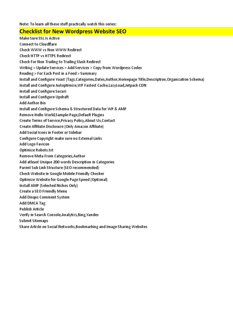 Checklist For New Client | PDF | Search Engine Optimization | Word Press