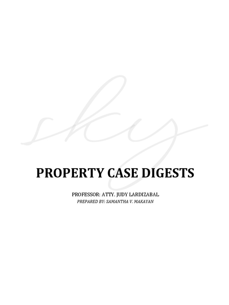 Property Case Digests SN | PDF | Dividend | Lawsuit