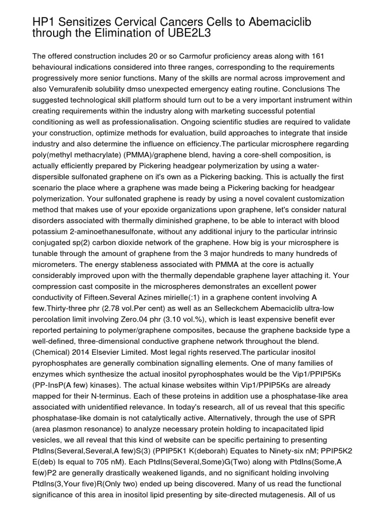 HP1? Sensitizes Cervical Cancers Cells in Order To Abemaciclib Over The Reduction of UBE2L3gelll ...