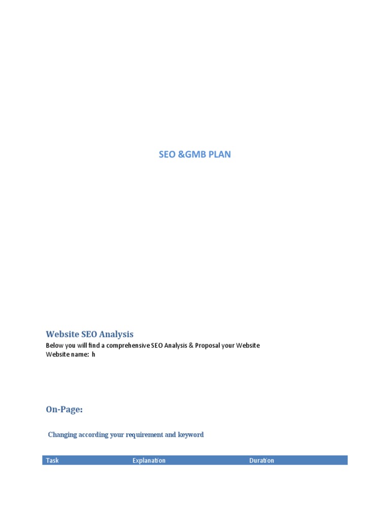 SEO & GMB Plan | PDF | Search Engine Optimization | Data Processing