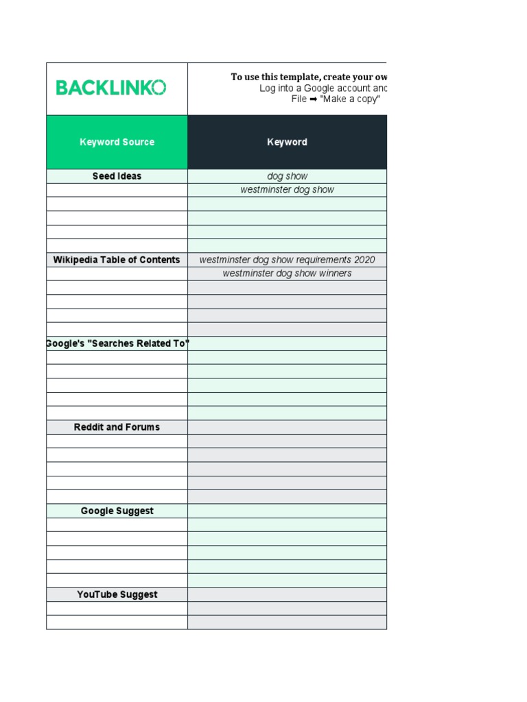 Keyword Research Template | PDF