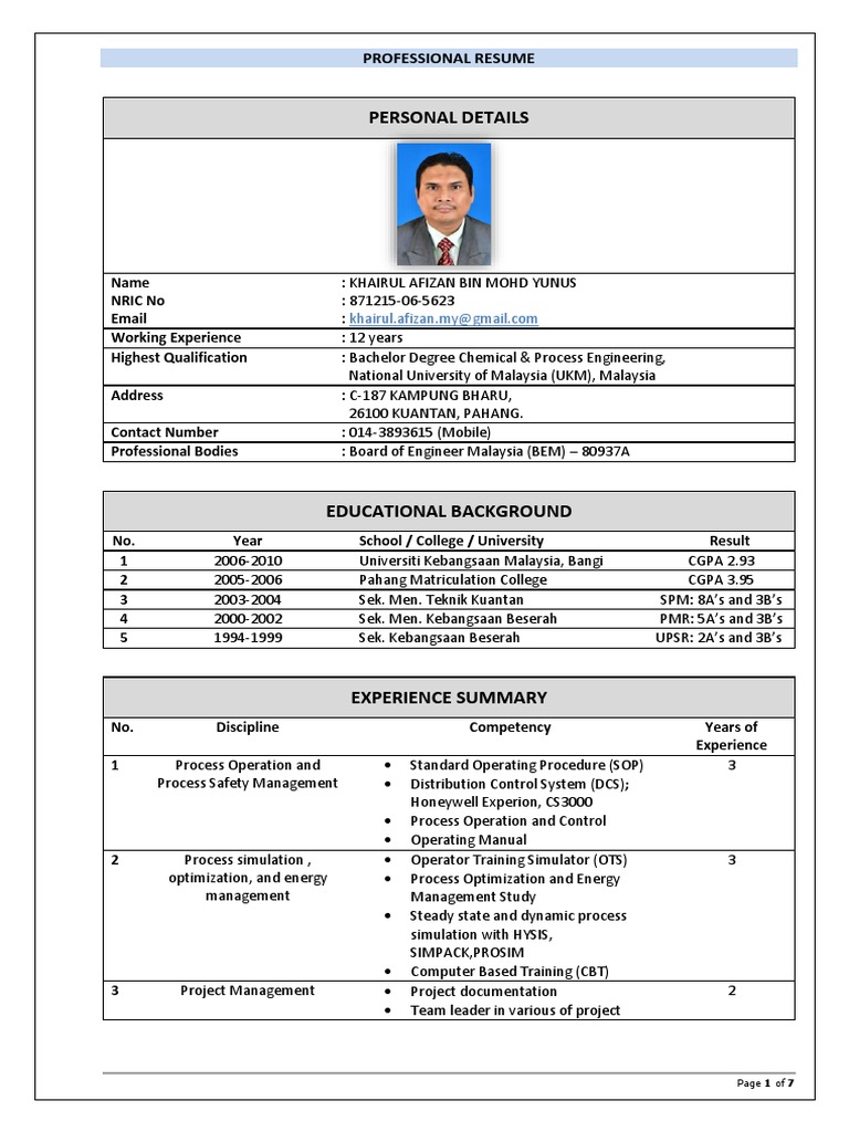 Resume Khairul Afizan | PDF | Microsoft Excel | Visual Basic For Applications