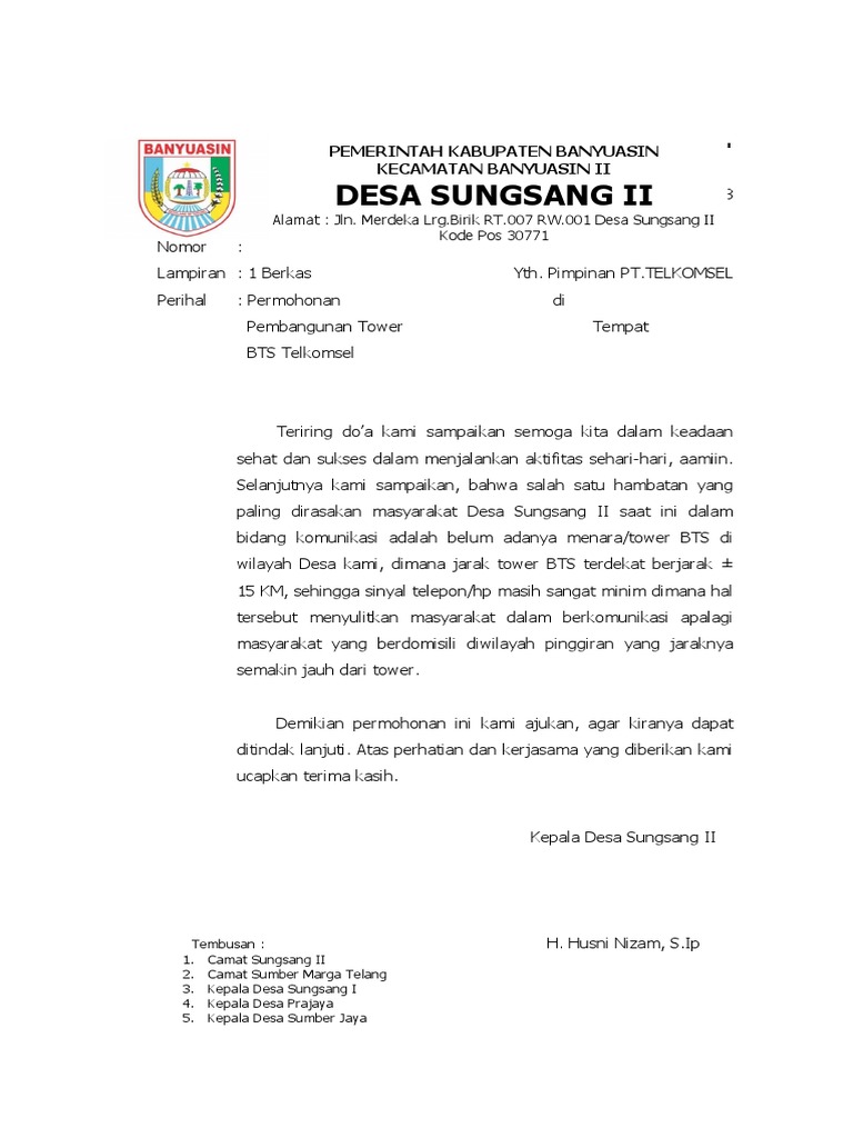 Proposal Pembangunan Tower BTS Telkomsel | PDF