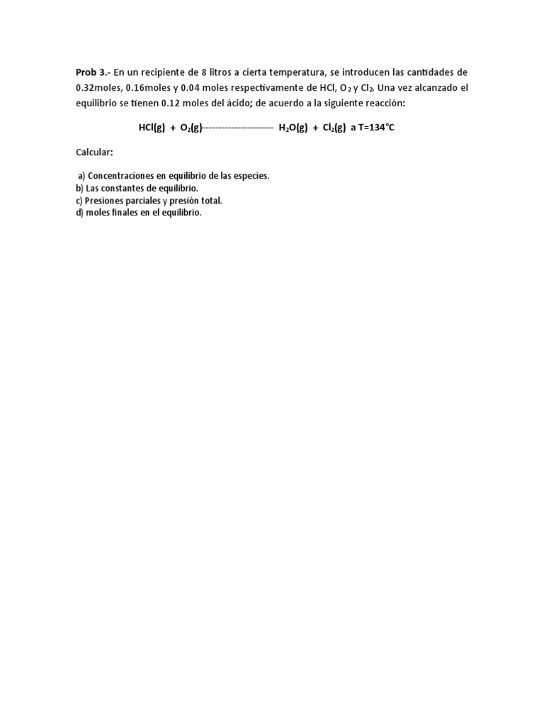 Prob3. de Equilibrio Quimico | PDF