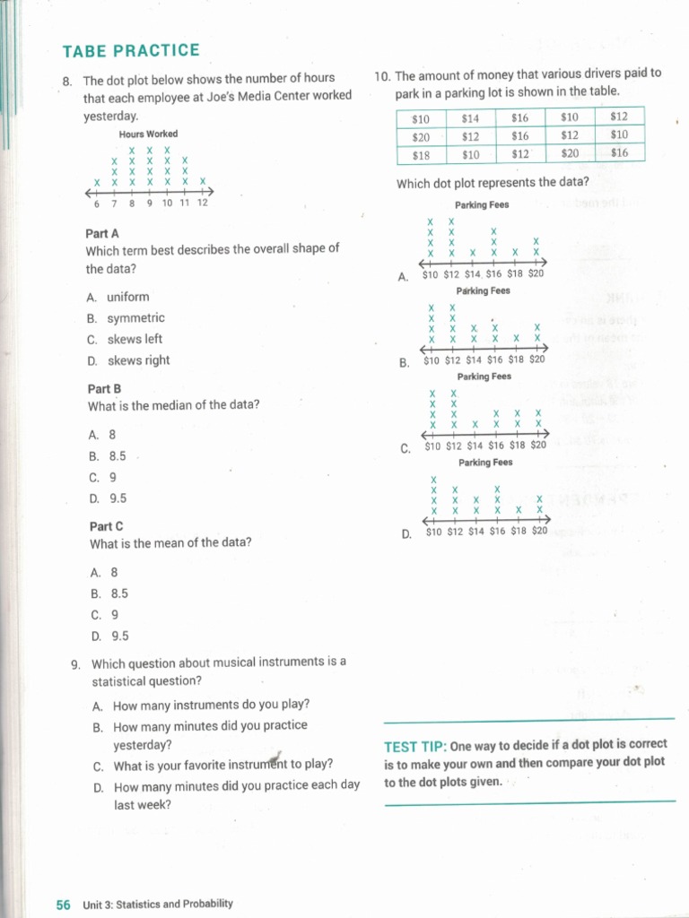Data in Dot Plots Test 2 PDF | PDF
