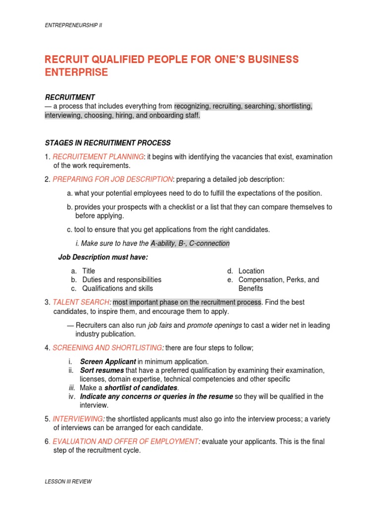 Recruitment Process | PDF