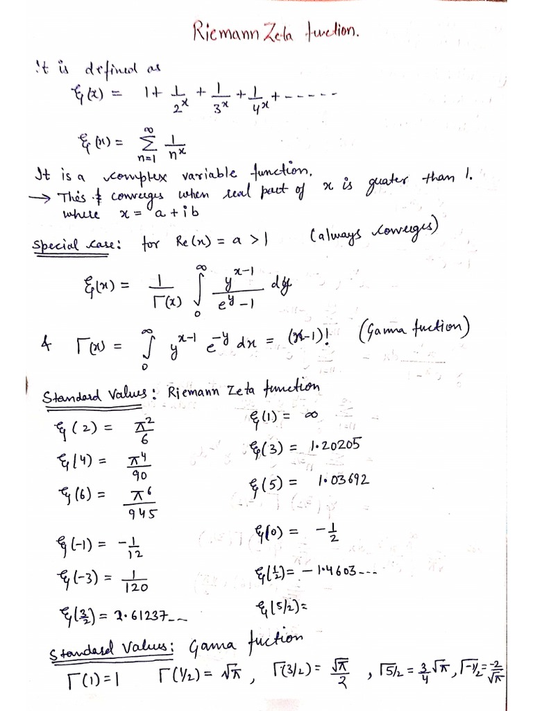 Riemann Zeta Function | PDF