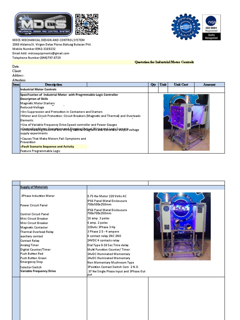 Motor Control Trainer | PDF | Relay | Electric Motor