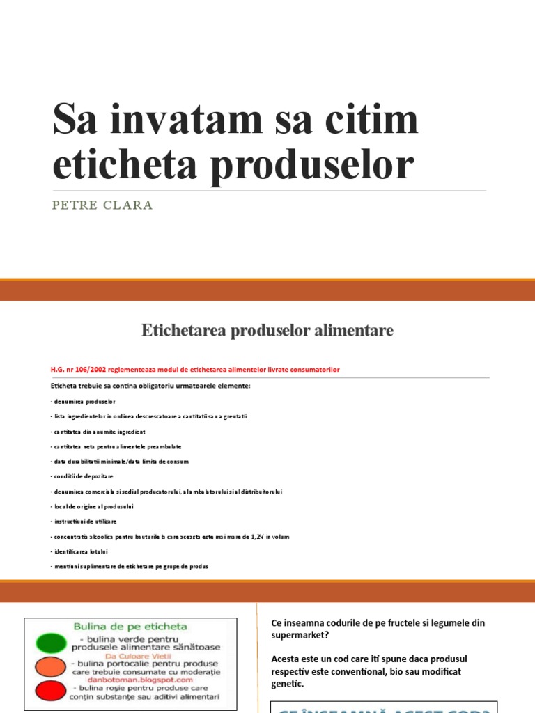 Sa Invatam Sa Citim Eticheta Produselor | PDF