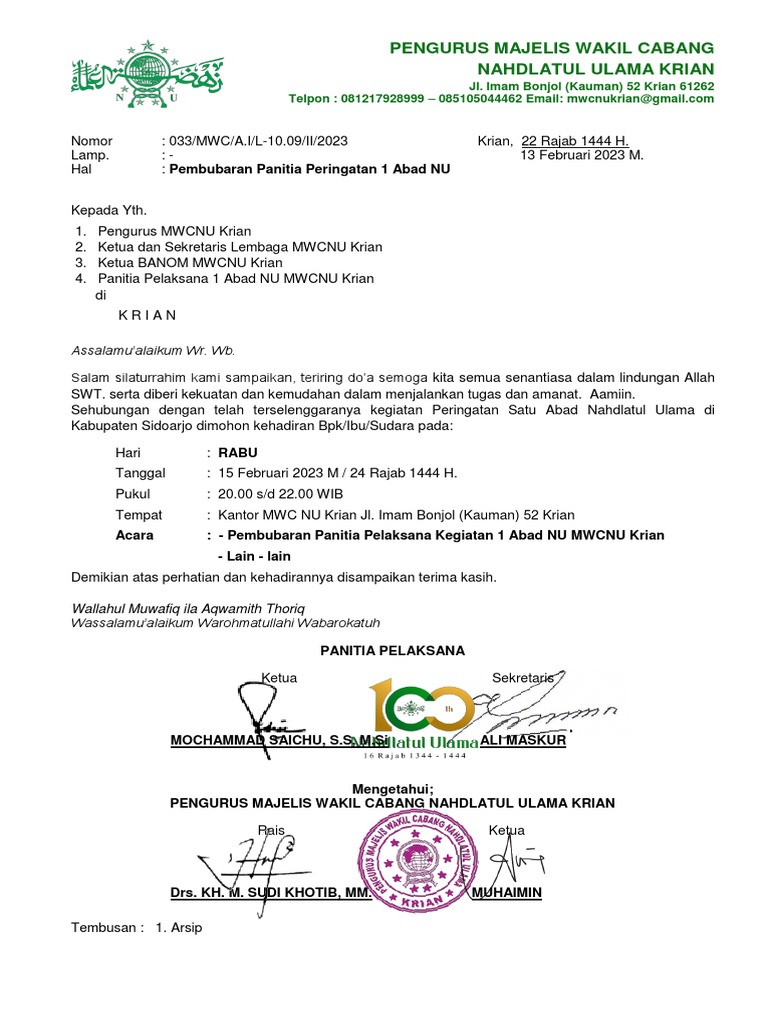 Und Rapat - Pembubaran Panitia | PDF