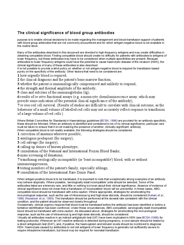 Clinical Significance Blood Group Antibodies | PDF | Blood Transfusion ...
