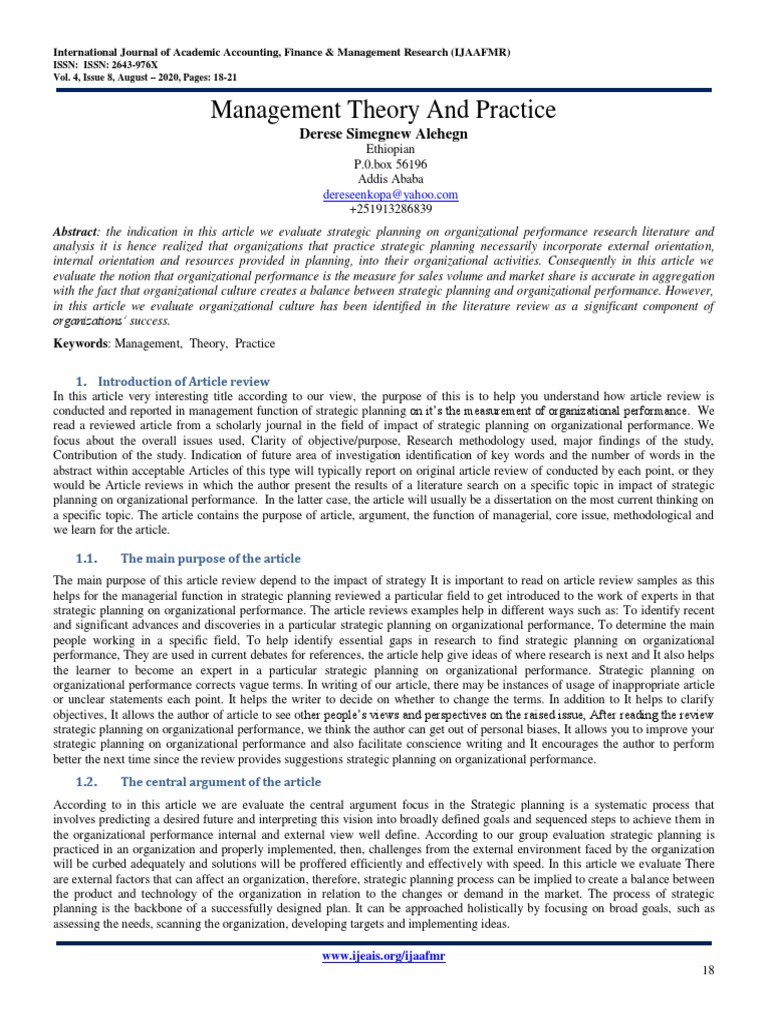 IJAAFMR200803 | PDF | Strategic Planning | Leadership