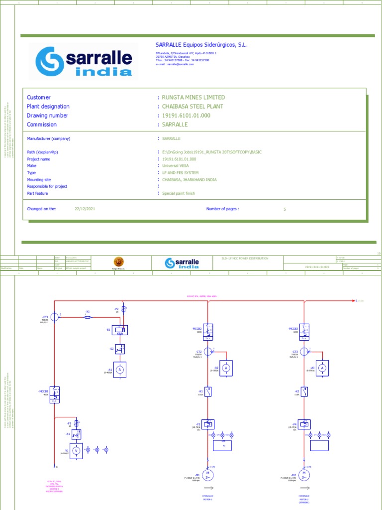 MCC Panel Single Line Diagram | PDF | Alternating Current | Nature