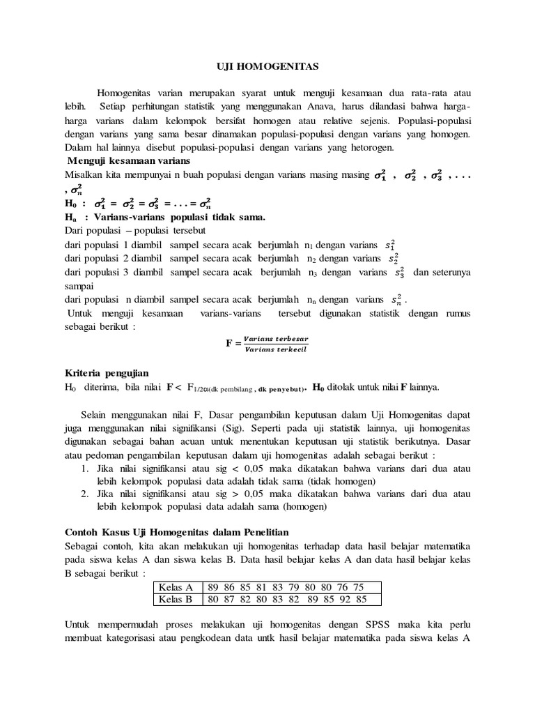 Uji Homogenitas Varians dengan SPSS | PDF | Karier & Perkembangan ...