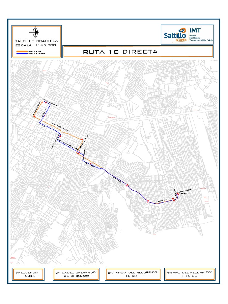 Recorrido y Horarios Ruta 18 Saltillo | PDF