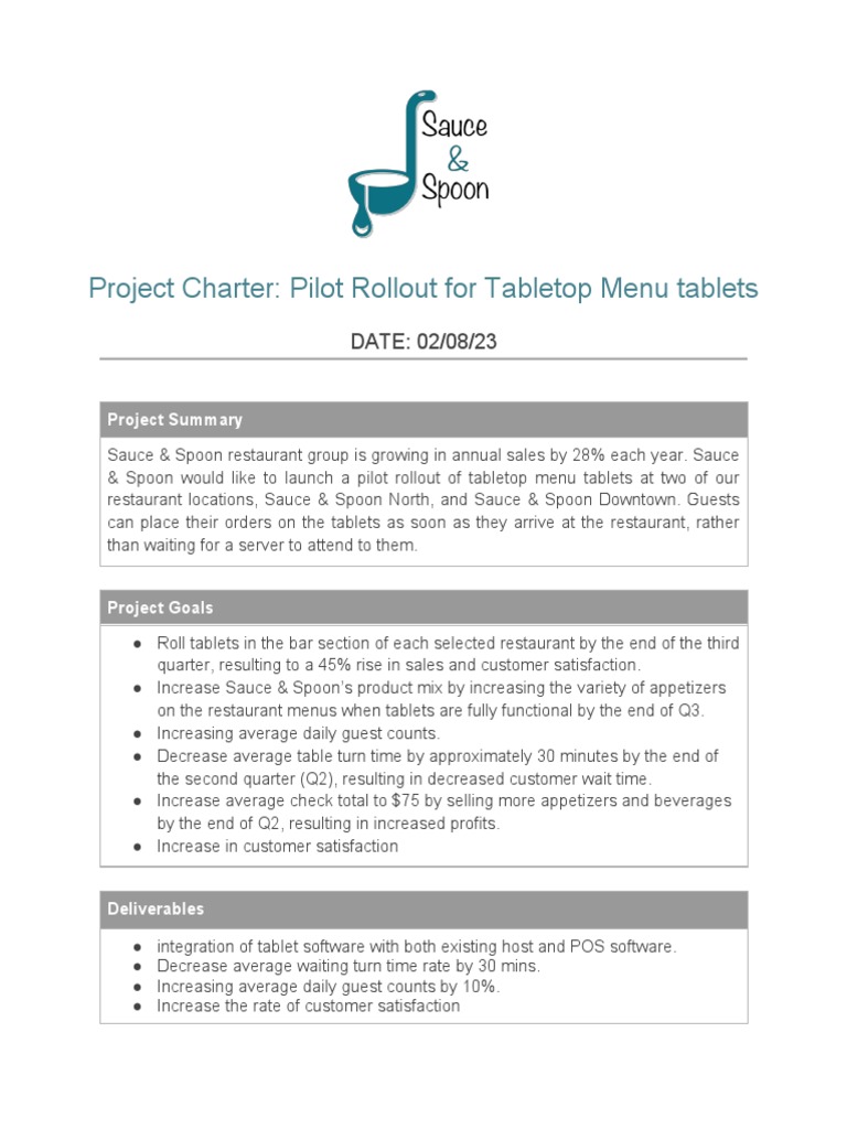 Activity Template - Project Charter | PDF | Menu | Point Of Sale