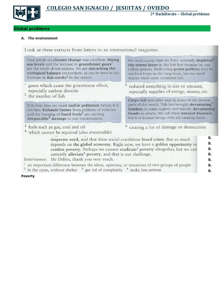 Vocabulary for Global Issues and Poverty | PDF | Poverty | Poverty ...