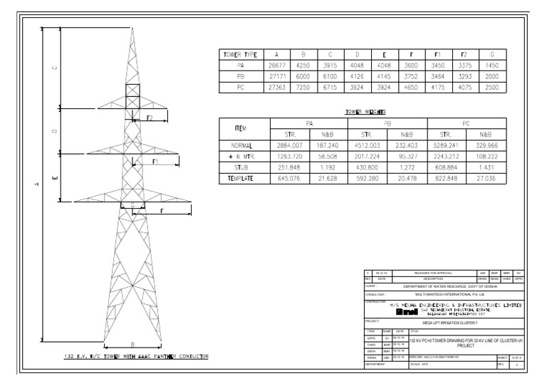 132 KV Tower Drawing for Cluster-VII | PDF | Technology & Engineering