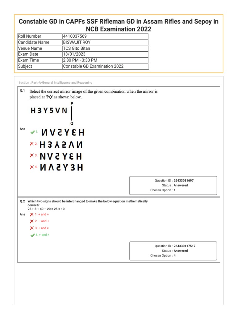 Constable GD Exam 2022: Answer Key & Solutions | PDF | Skin | Speed