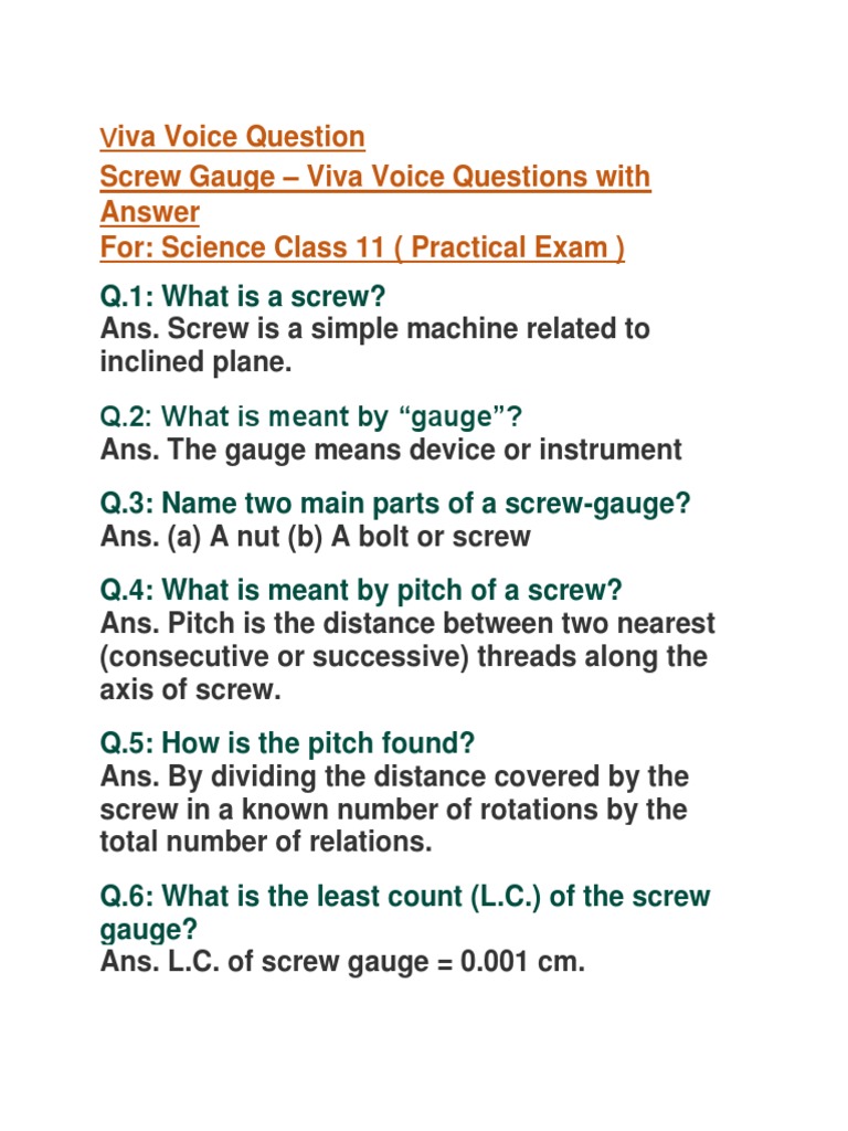 Viva Questions Practice | PDF | Pendulum | Force