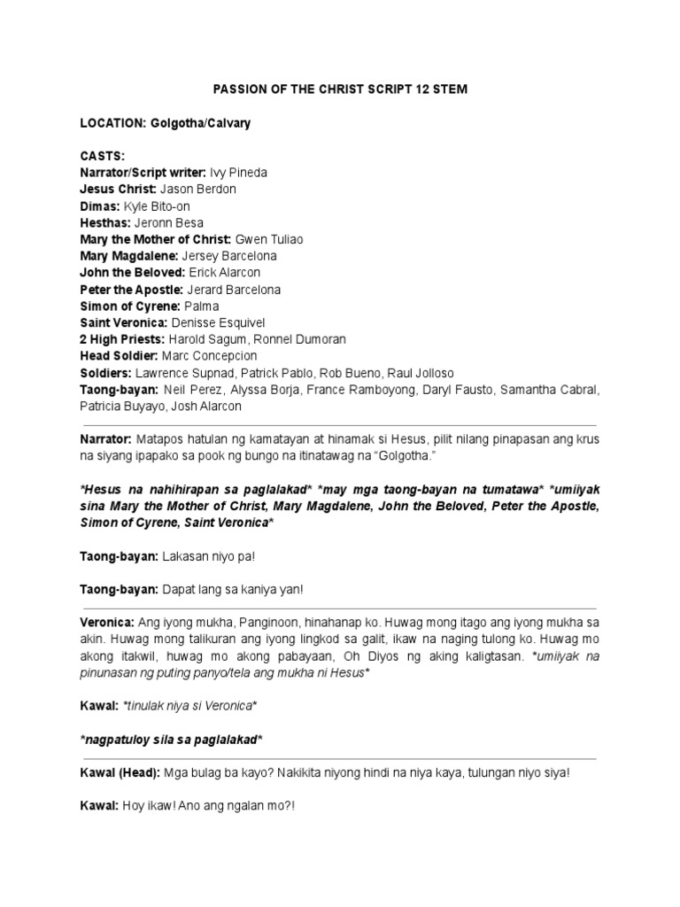 Passion of The Christ Script 12 Stem | PDF