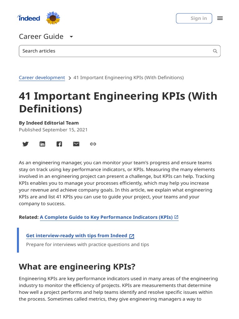41 Important Engineering KPIs (With Definitions) | PDF | Performance Indicator | Net Present Value