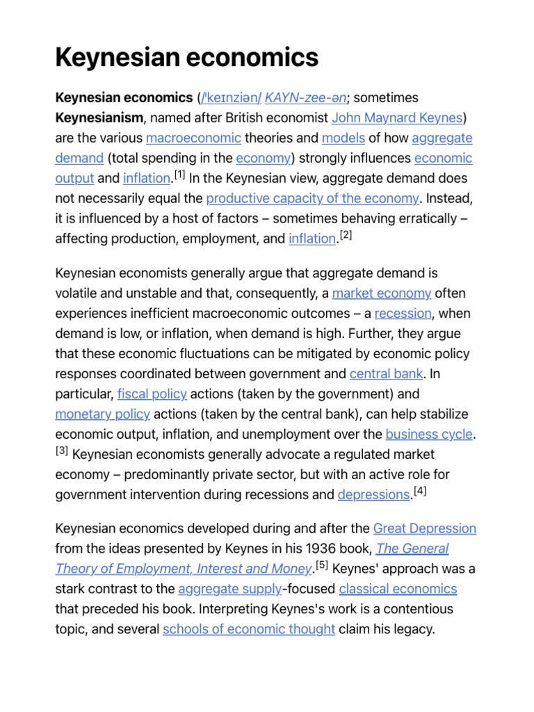 Keynesian Economics - Wikipedia | PDF