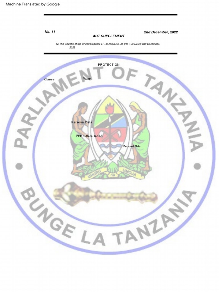 Tanzania Personal Data Protection Act 2022 | PDF | Information Privacy ...