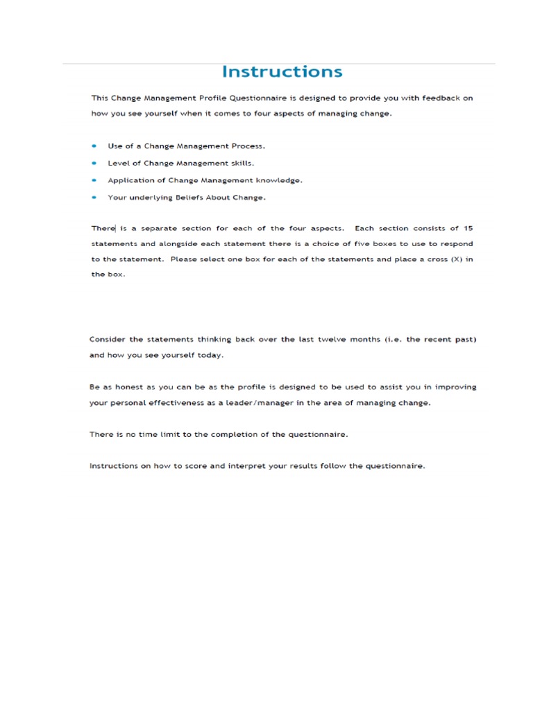 Change Management Questionnaire | PDF