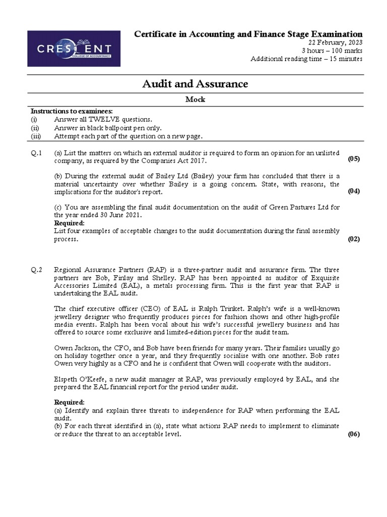 Mock | PDF | Audit | Business
